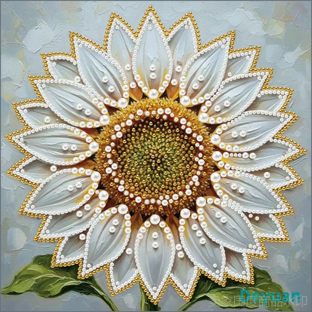 DIY-картина из бисера Подсолнух на холсте с рамкой, 25 25 см