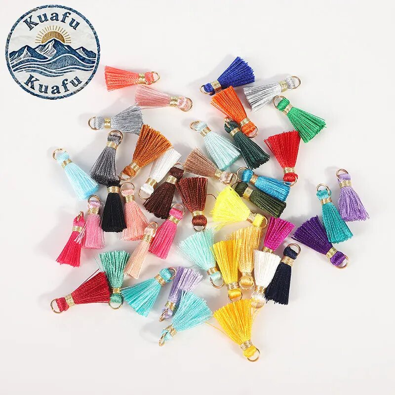 Мини подвесные кольца с кисточками из вискозы 100pcs, Мульти, Mixed color