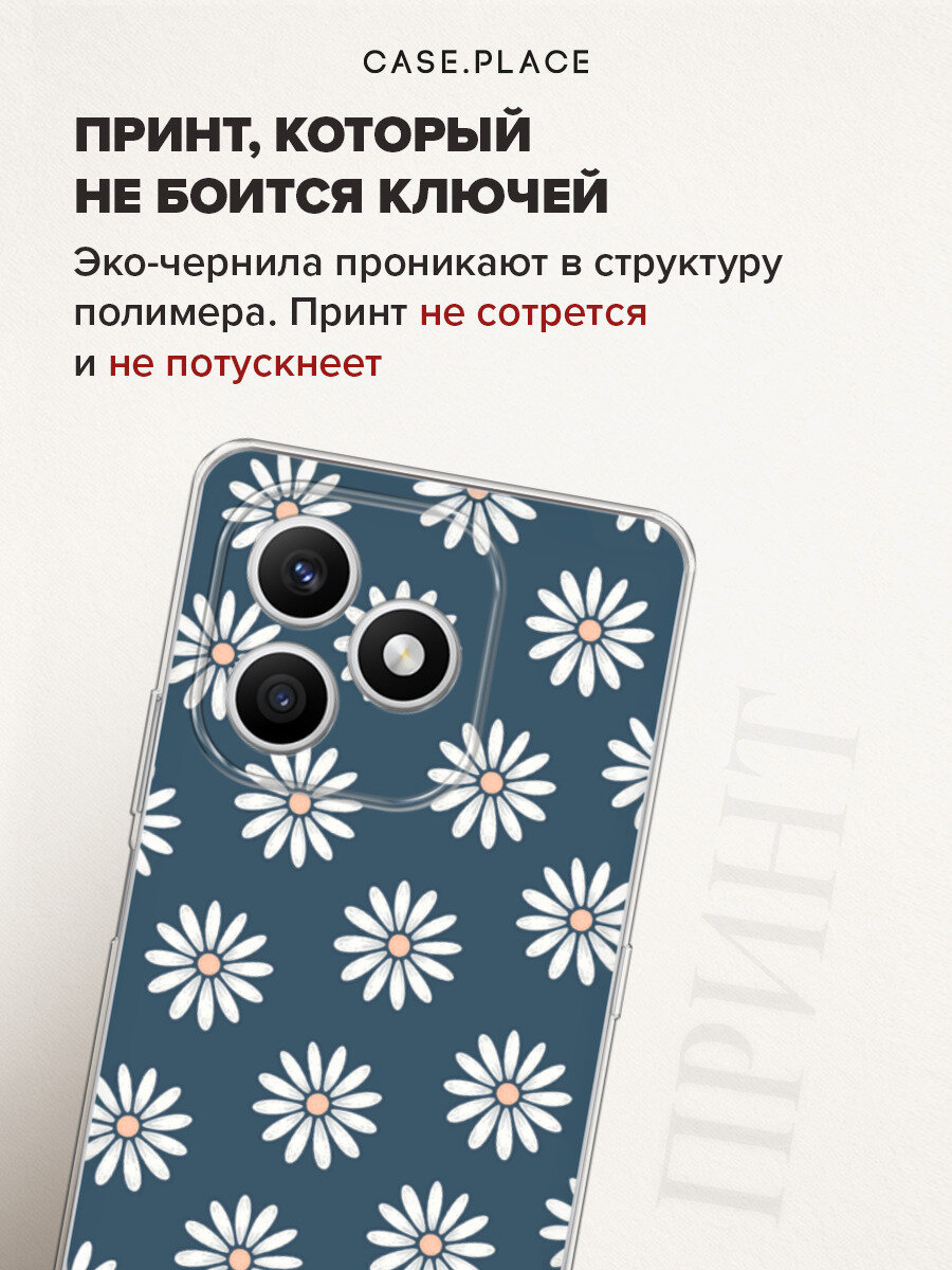 Силиконовый чехол на Honor X8d / Хонор X8d с принтом Красивые ромашки — фото 1