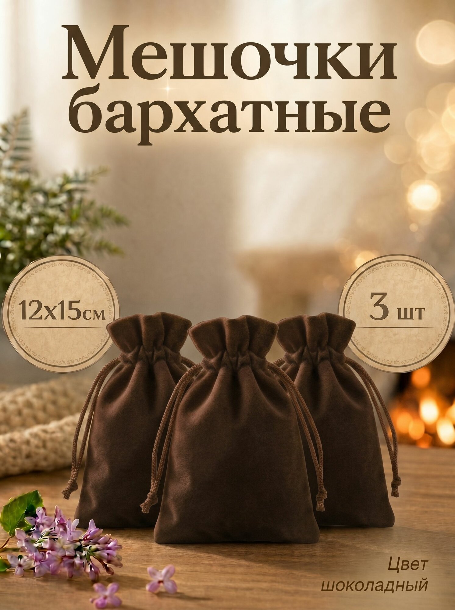 Мешочки бархатные 12х15 см для хранения мини карт Таро, украшений и подарков