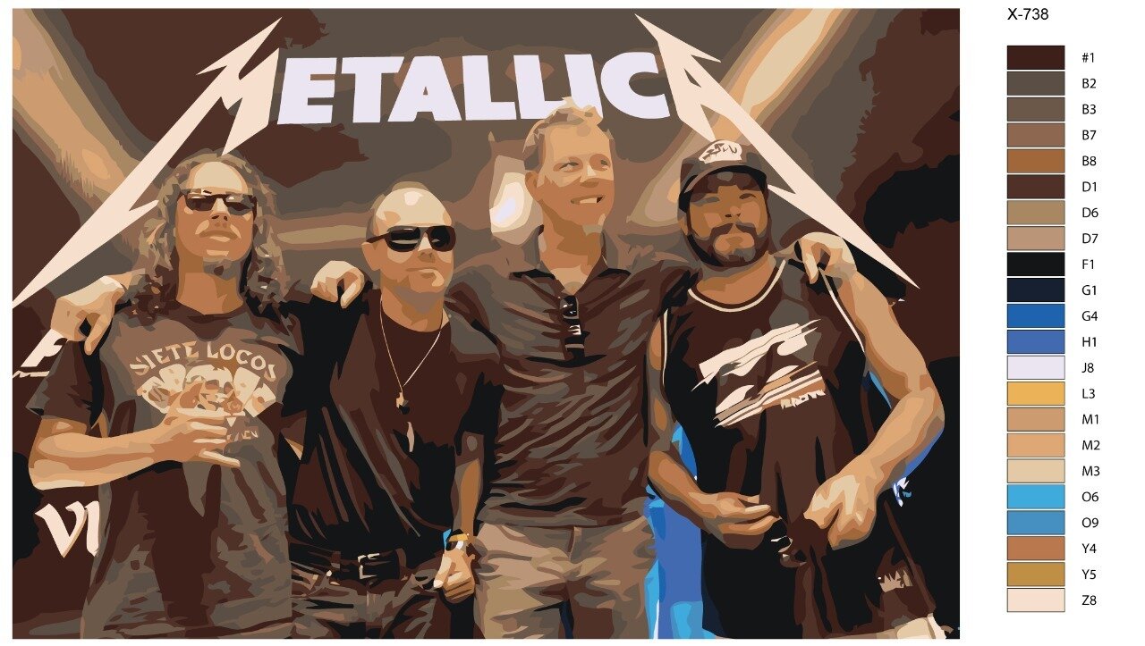Картина по номерам X-738 "Рок-группа Metallica" 80x120