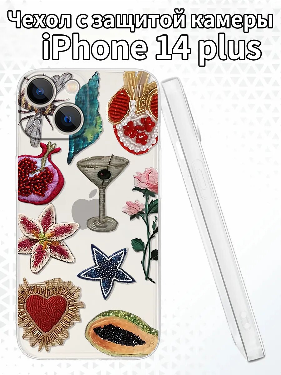 Чехол для iPhone14plus с изображением вышивки