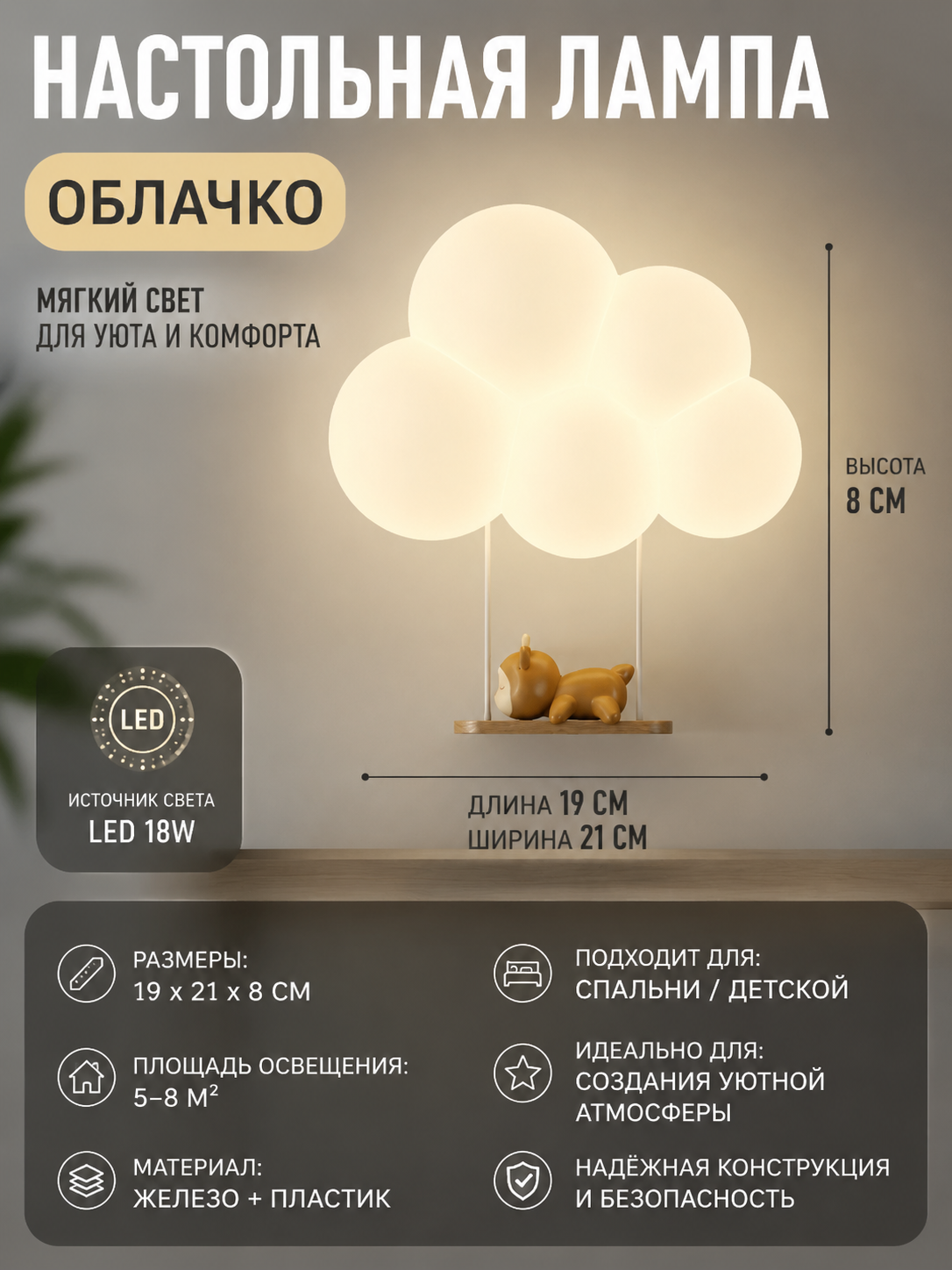 Бра настенное в спальню у кровати, нежный светильник с плавной регулировкой, полный спектр для гостиной и детской 2026