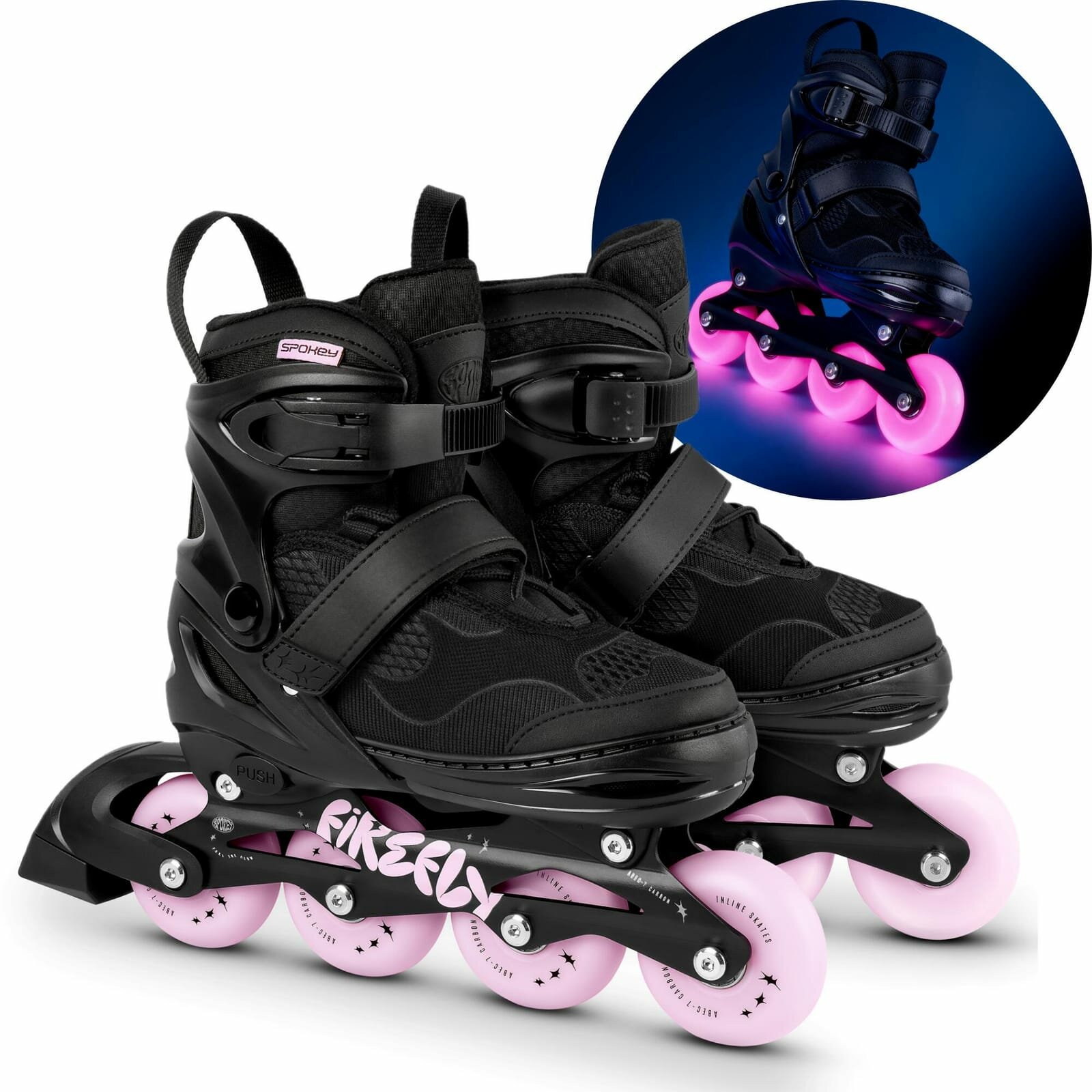 DECATHLON ролики Spokey Firefly, черно-розовый, 35-38