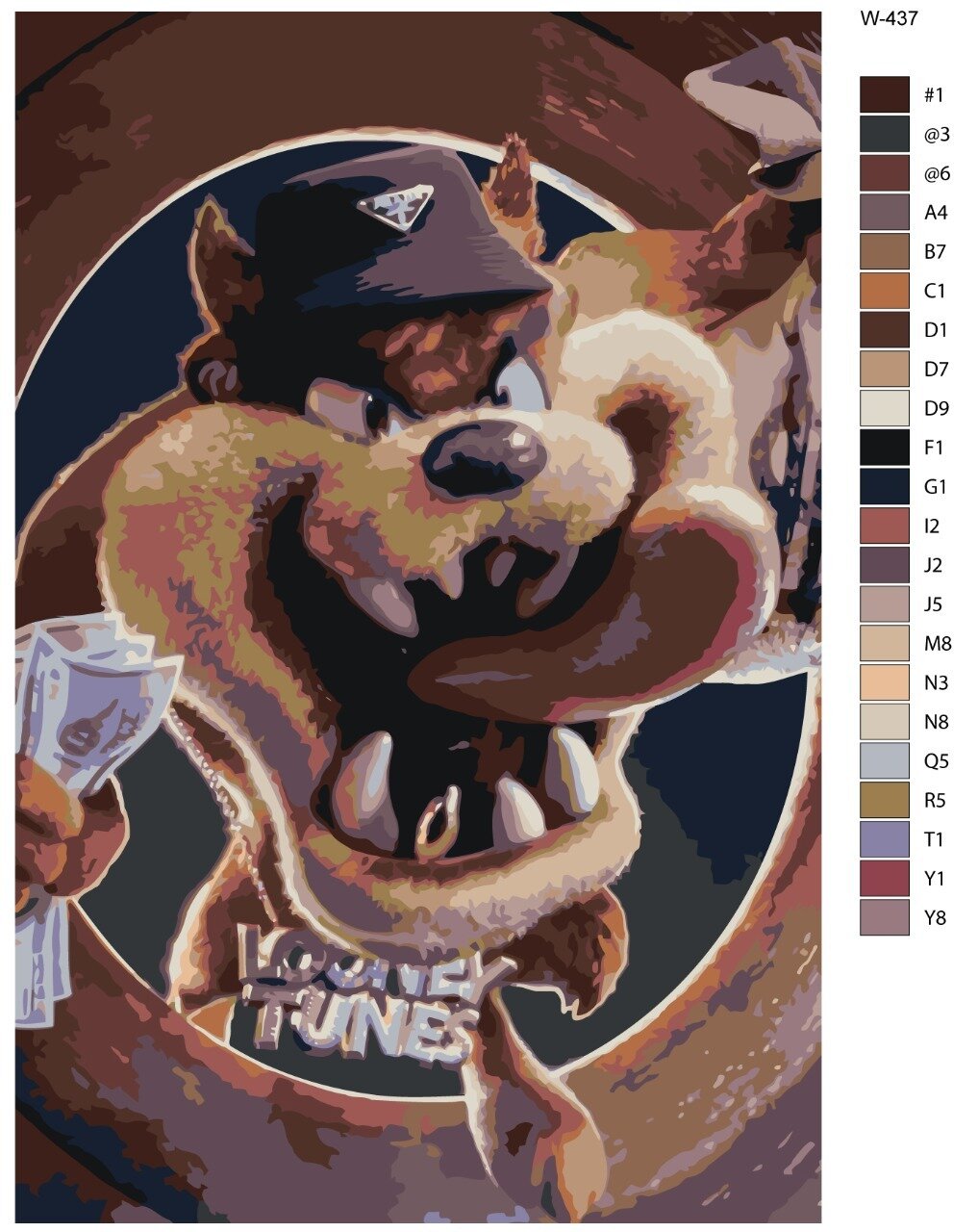 Картина по номерам W-437 "Мультсериал - Looney Tunes. Тасманский дьявол" 60x90