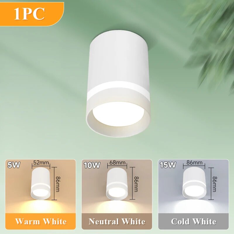 CANMEIJIA Светодиодный потолочный светильник 5Вт/10Вт/15Вт для кухни и 10w, 1PC White, Neutral light