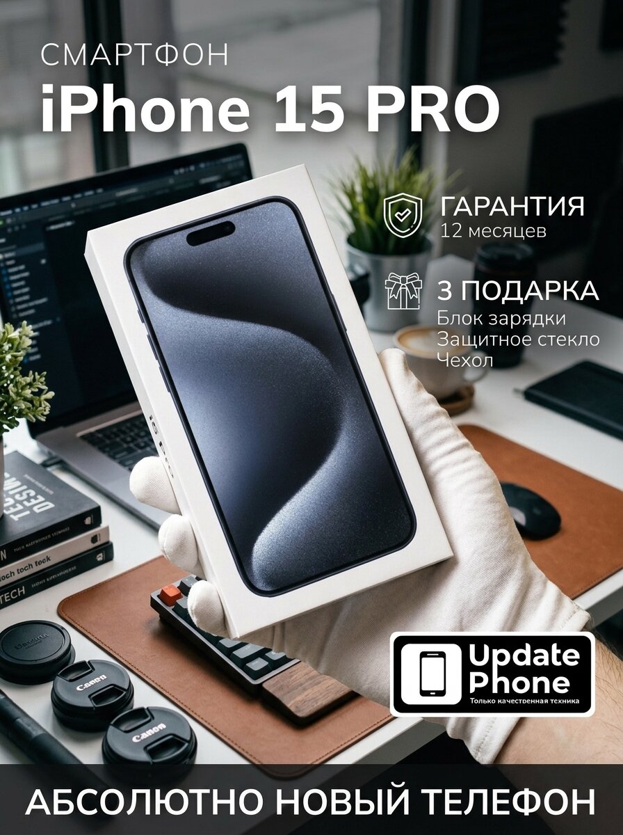 Смартфон Apple iPhone 15 Pro 256 ГБ, Dual nano SIM, Blue Titanium (синий титан)NEW
