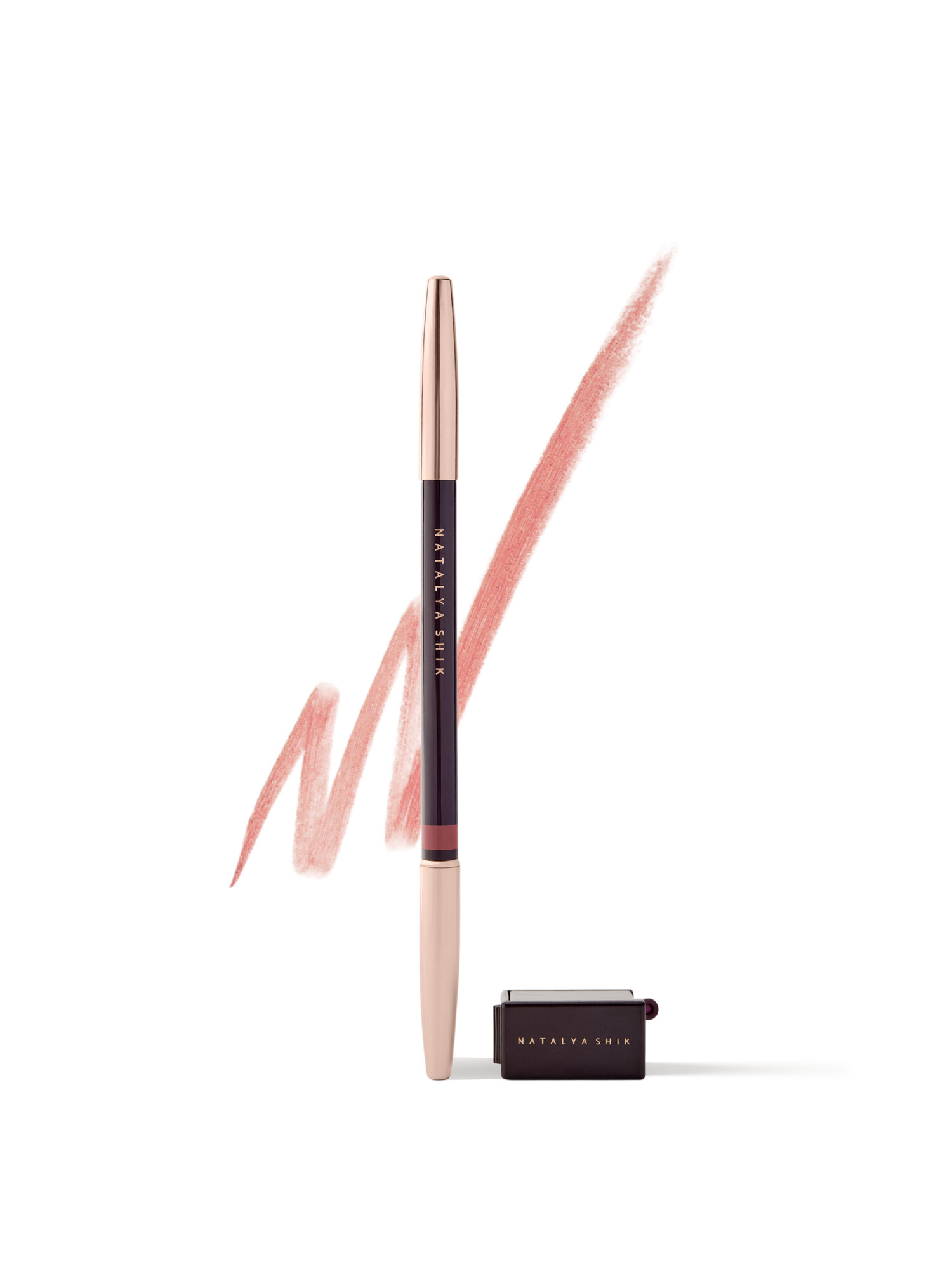 Карандаш для губ NATALYA SHIK LIP DEFINER кремовый, двухсторонний с кистью 01 MISS YOU нежный розовый, с точилкой