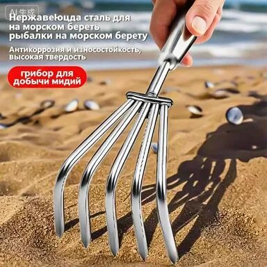 Грабли , Веерные, Нержавеющая сталь, 10 см