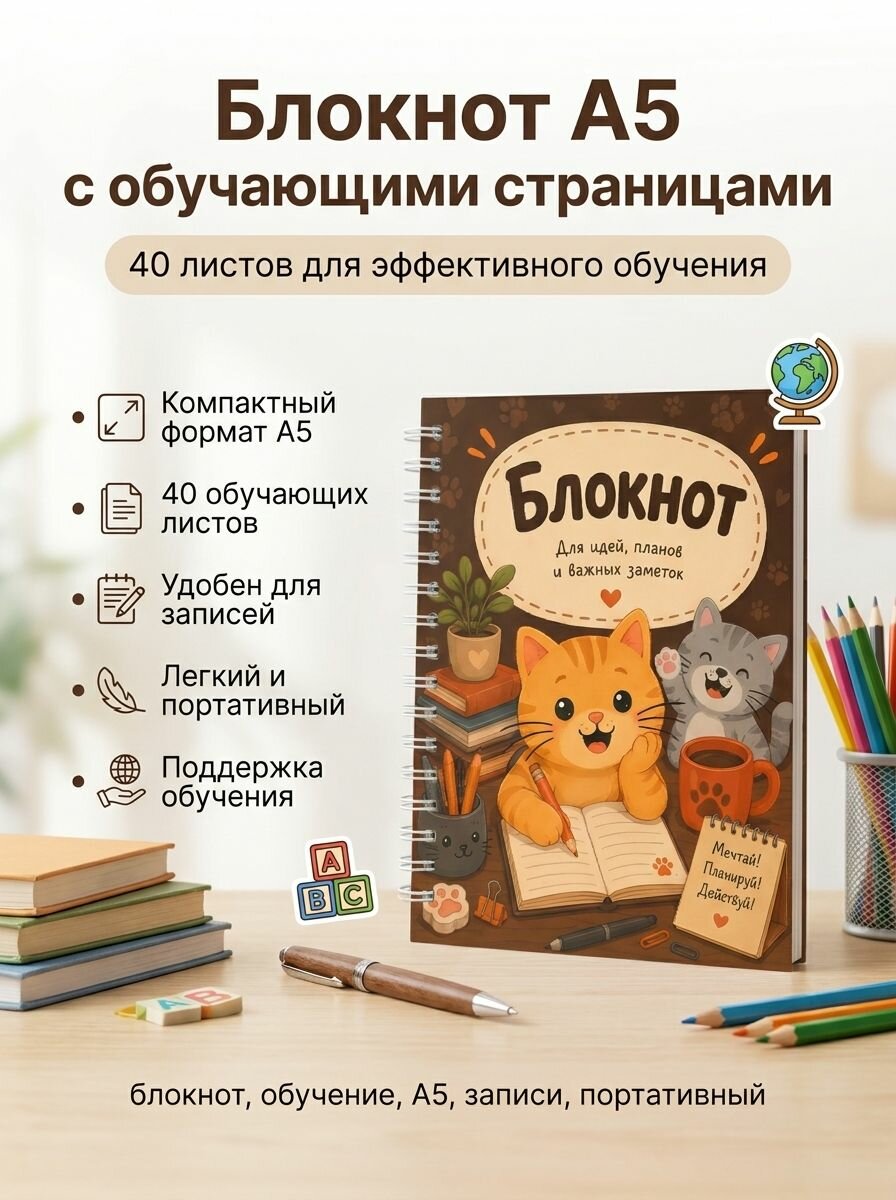 Блокнот с обучающими страницами А5, 40 листов