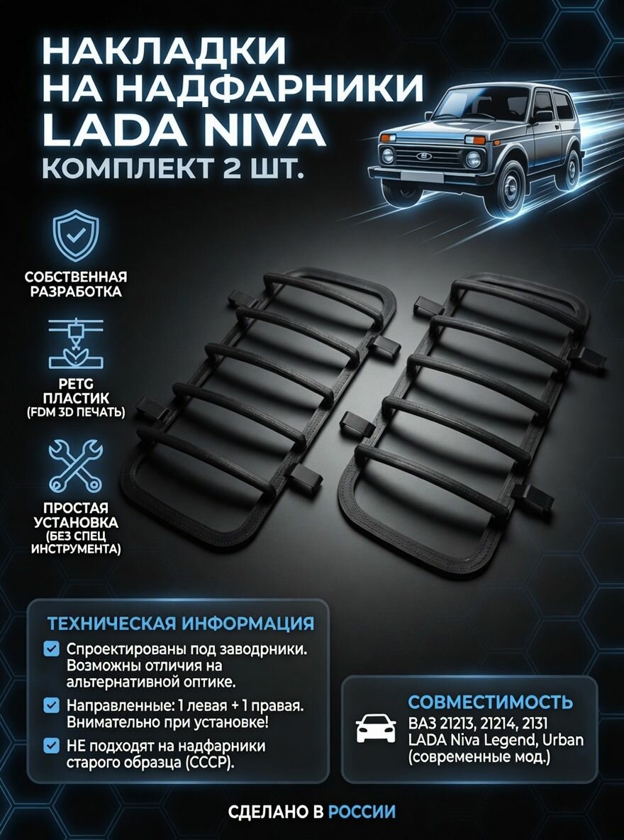 Накладки на надфарники LADA NIVA (Вертикальные)