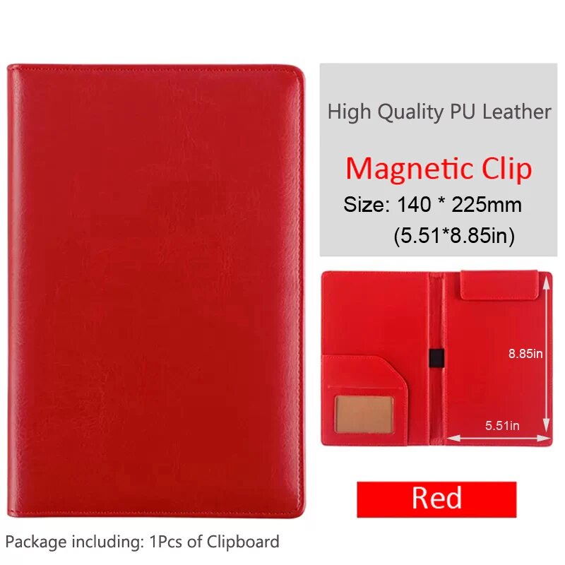 Красная кожаная папка-скрепка Magnetic A5