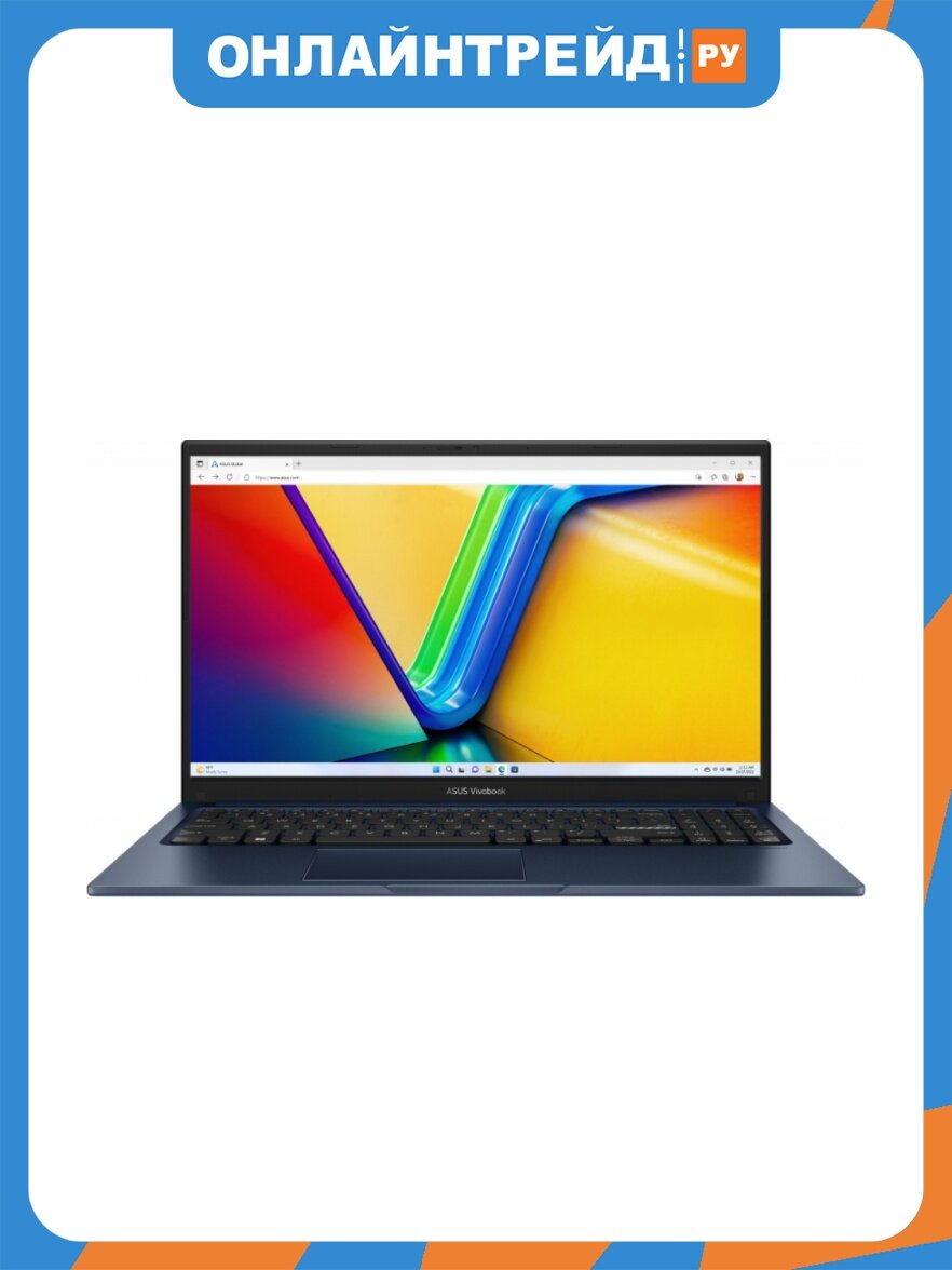 Ноутбук Asus Vivobook 15 X1504VA-BQ590 15.6" FHD IPS 60Hz 250nits Core 5 120U(1.4ГГц), 16Гб DDR4, SSD 512Гб, Intel Graphics, DOS, Quiet Blue (90NB13Y1-M00X