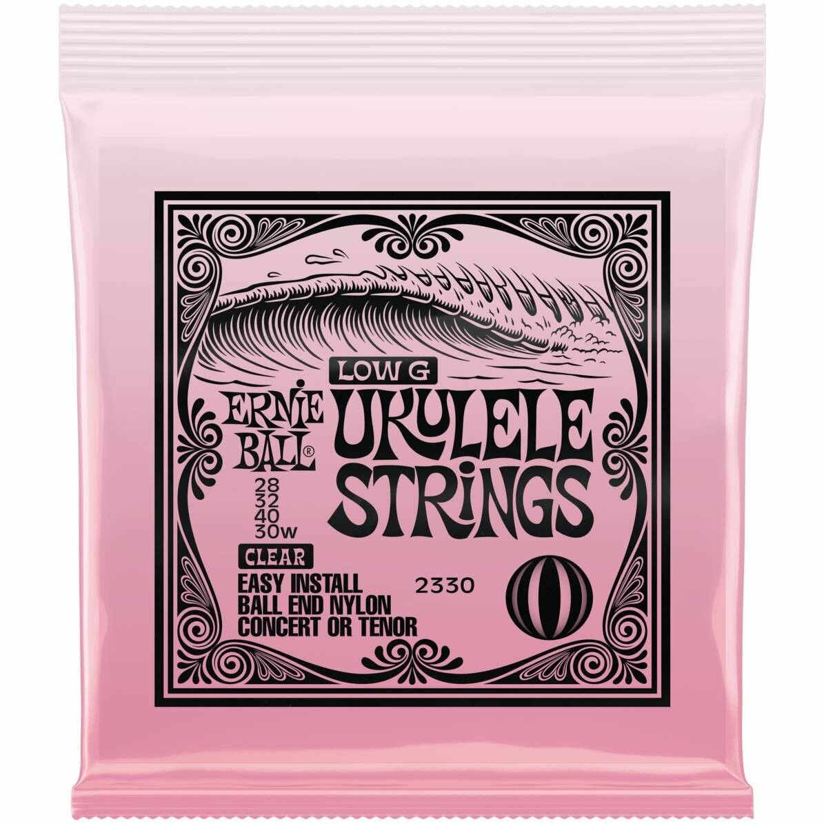 Струны для укулеле концерт или тенор ERNIE BALL 2330 Ball end Clear Nylon Wound G