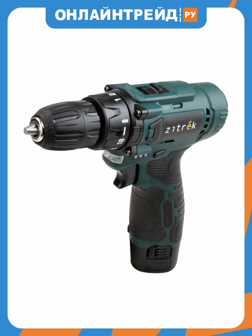 Дрель-шуруповерт аккумуляторная Zitrek Green 12V Plus, 12В, 1х1,5Ач (085-1013)