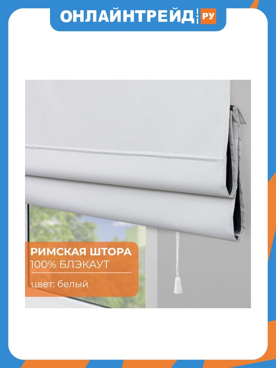 Римская штора Эскар 100% блэкаут Чинос 160х160 см, белый (595160160)