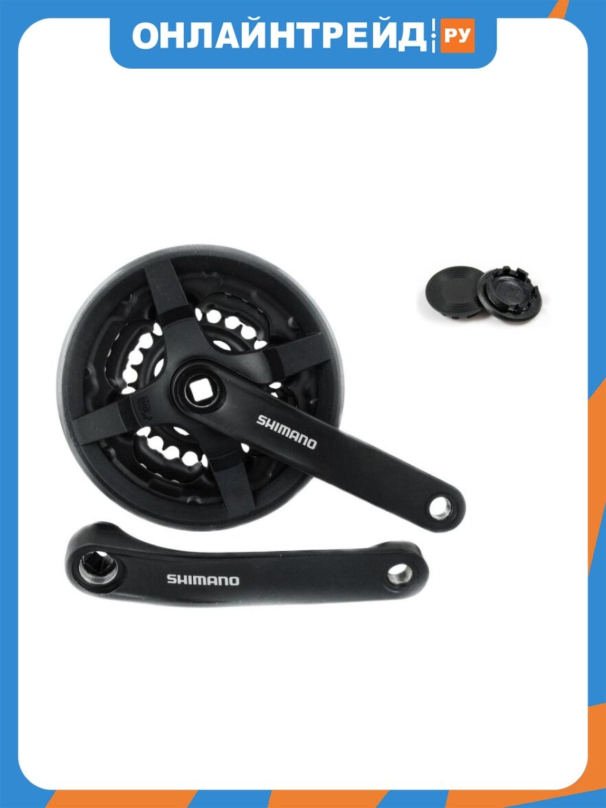 Система Shimano TY301, 170мм, 48/38/28, с защитой, черная, без упаковки