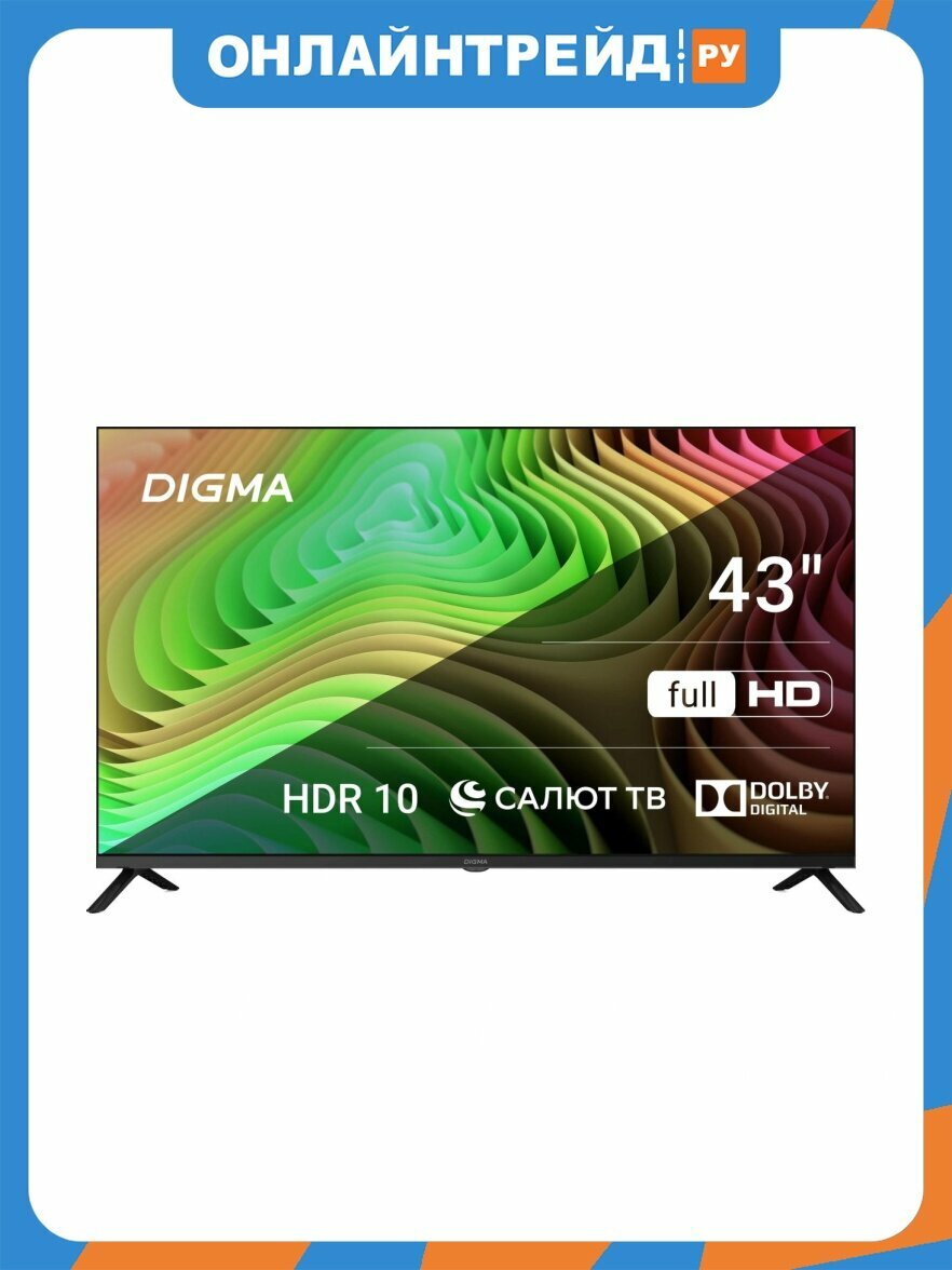 Телевизор Digma DM-LED43SBB36, Full HD, Салют ТВ, черный