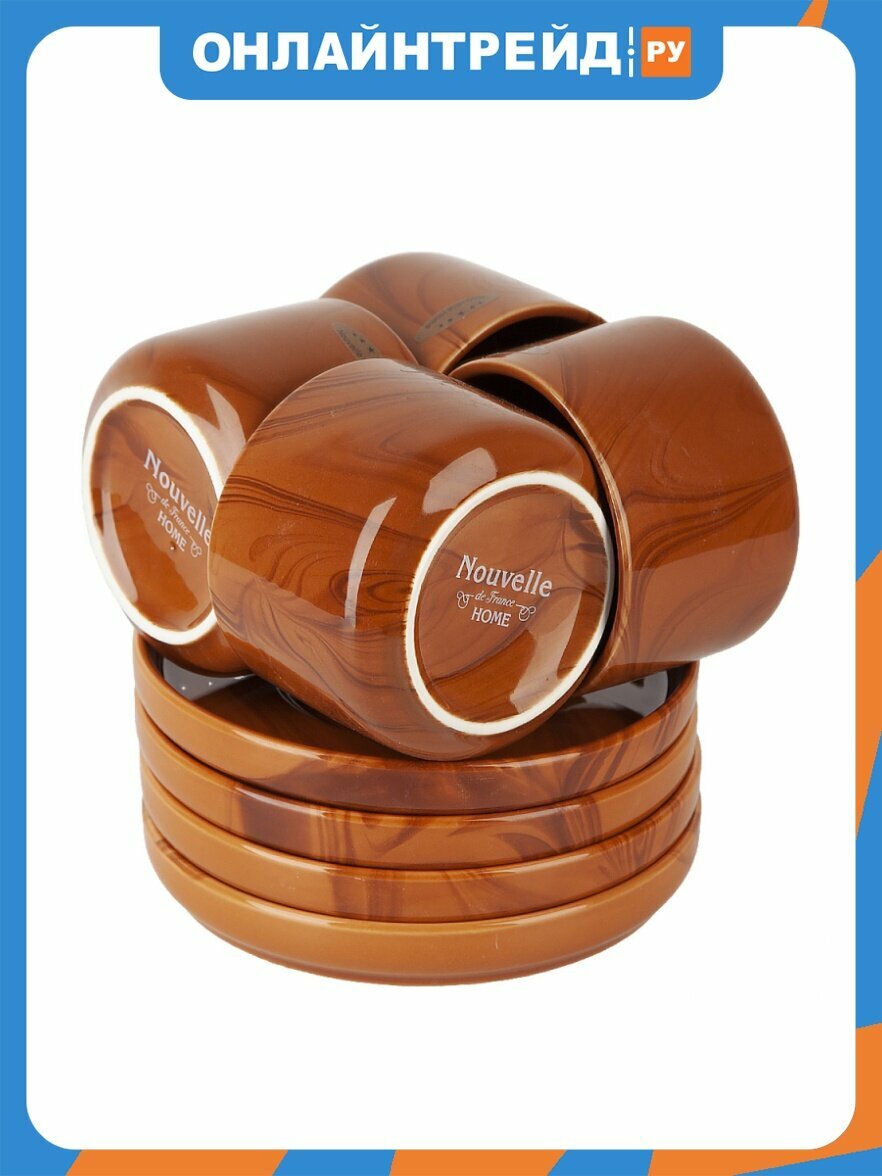 Чайный набор Nouvelle на 4 персоны "Wooden Grain", 200 мл. (1730306)