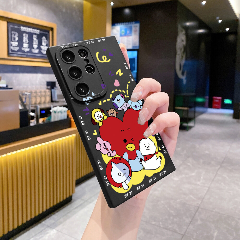 Мягкий чехол для Samsung Galaxy S20 Ultra в южнокорейском стиле с изображением BTS BT21 и защитным чехлом для объектива.