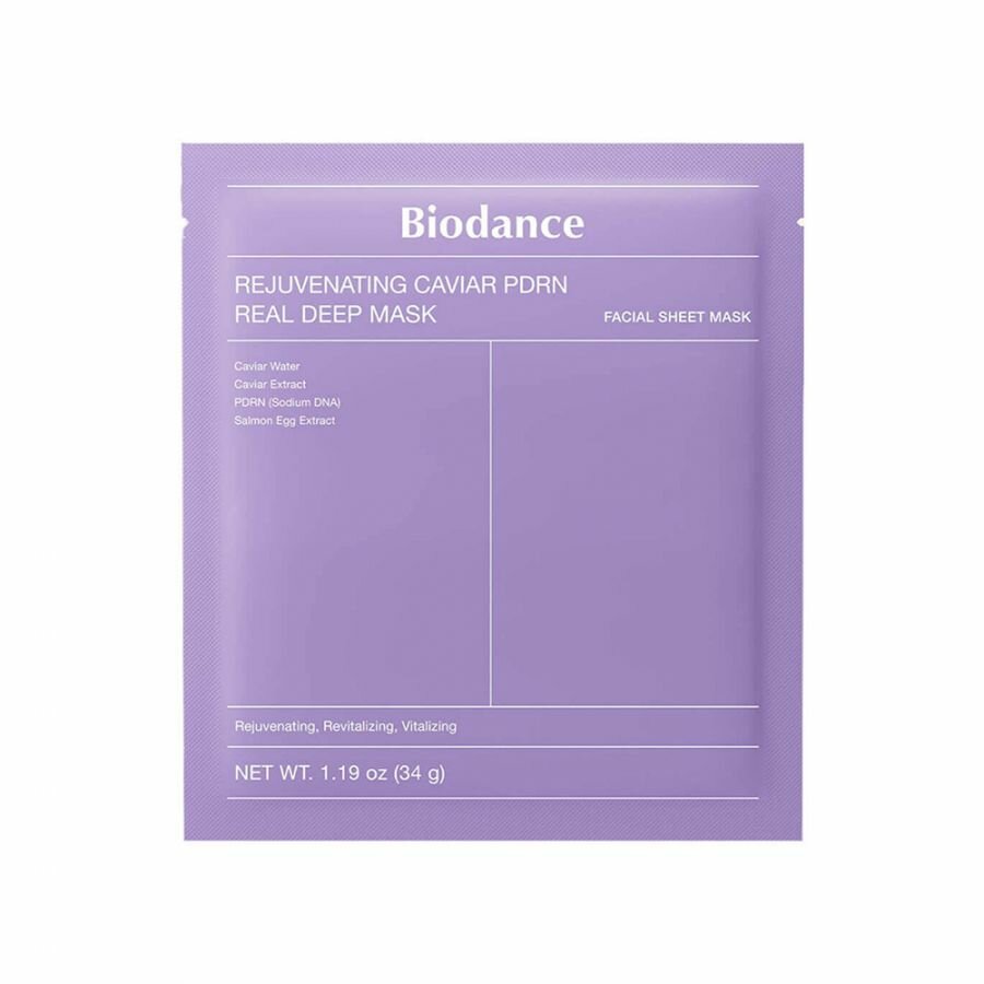 BIODANCE Восстанавливающая гидрогелевая маска с чёрной икрой и PDRN Rejuvenating Caviar PDRN Real Deep Mask, 34 г х 4 шт.
