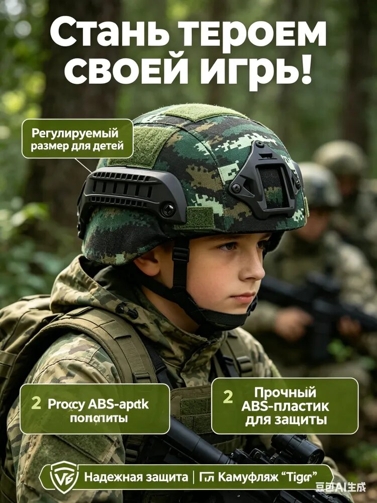 Детский тактический шлем для игр, камуфляжная каска для страйкбола и косплея игровой защитный шлем спецназа, тактическое снаряжение для мальчиков