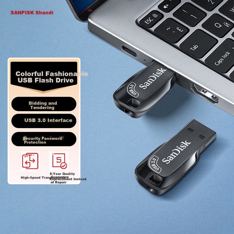 SanDisk 256GB USB3.0 флеш-накопитель CZ410 с скоростью чтения 100 МБ/с шифрование паролем компактный портативный для
