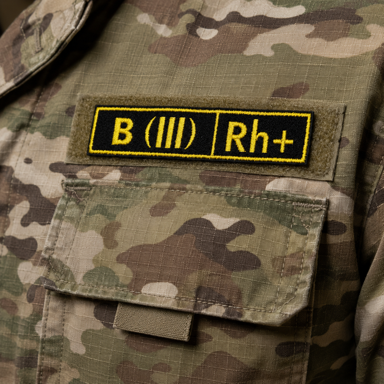 Нашивка, патч, шеврон на липучке "Группа Крови. B (III) Rh+" 125x25mm PTC416-8