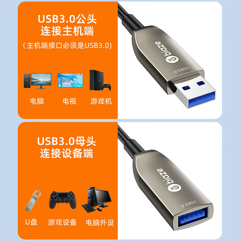 BIAZE Волоконно-оптический кабель USB 3.0 мужской к женскому высокоскоростной удлинитель 40 м премиум-качество усиления