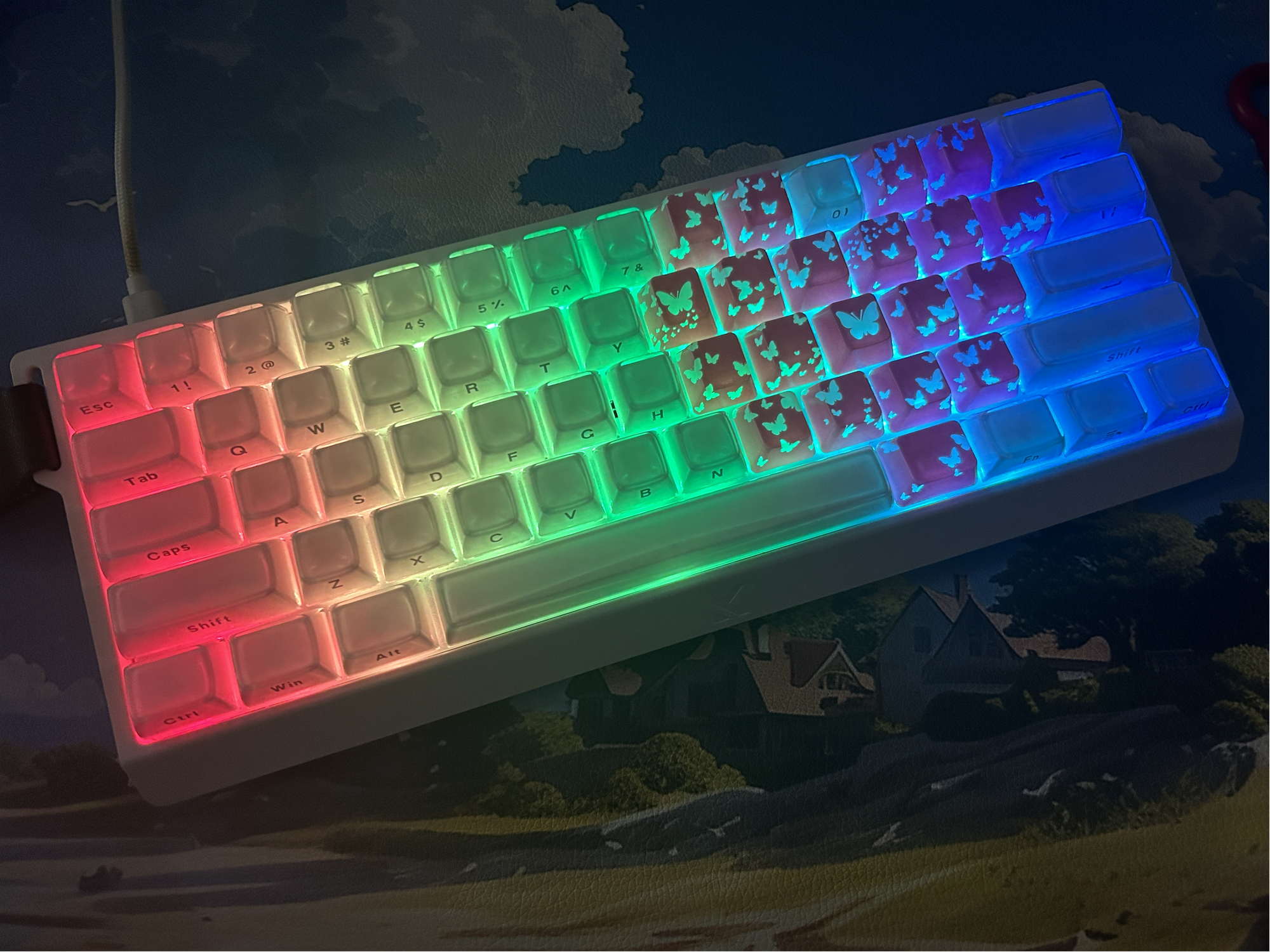 Кристально-белые кейкапы XVX с боковой гравировкой, профиль OEM, для Wooting Ace68 и Wooting60 Кристальное желе белого