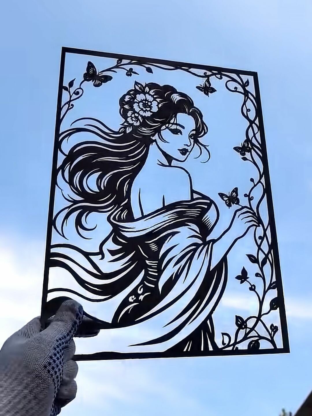 Металлическое панно "Китайская красавица" для интерьера 20x30cm