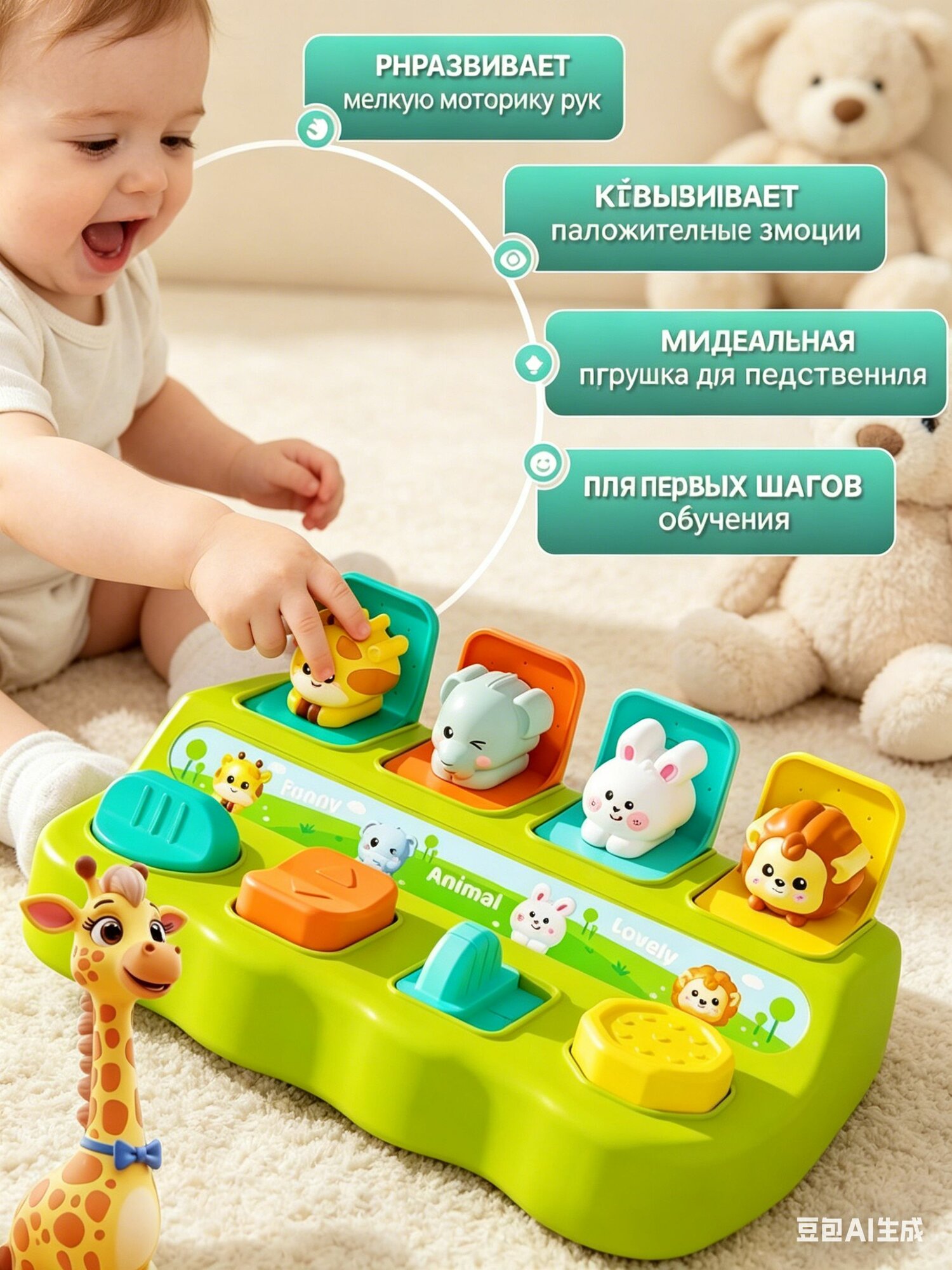 Развивающая игрушка Сюрпризные зверята механическая для детей от 3 месяцев