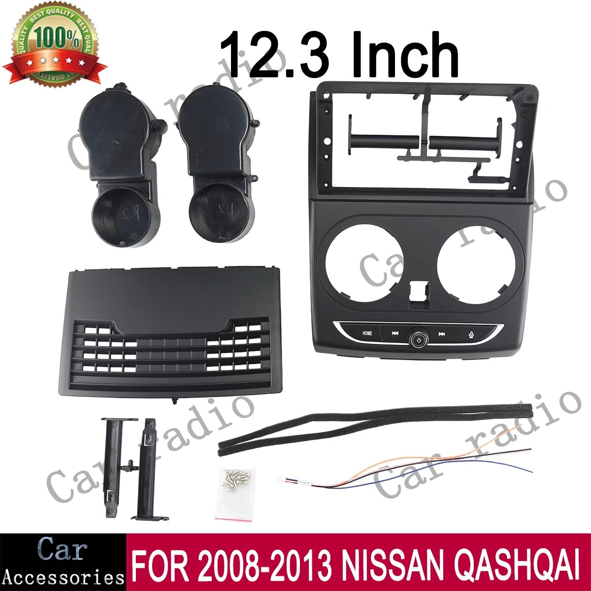 Для NISSAN QASHQAI 2008-2013: 12,3-дюймовая автомагнитола Android, рамка для головного устройства, панель приборной панели, накладка на приборную панель