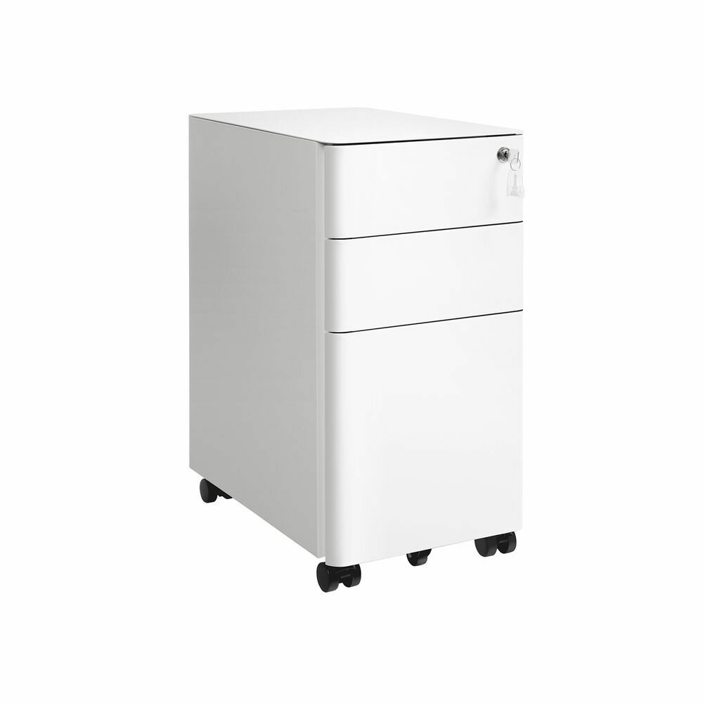 Тумбочка на колесиках SONGMICS 30 x 46 x 59,2 см, цвет белый, OFC030W01