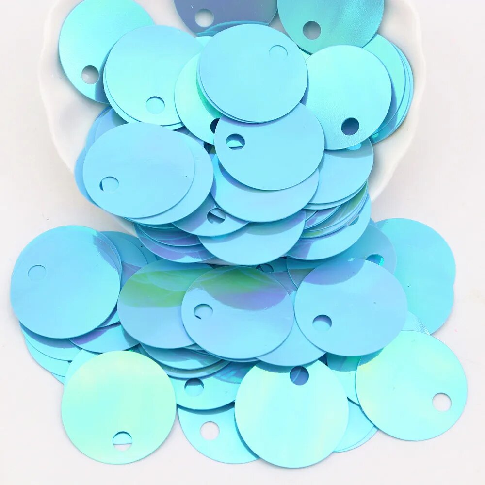 ПВХ пайетки 30мм плоские круглые 58шт 20g, AB Blue
