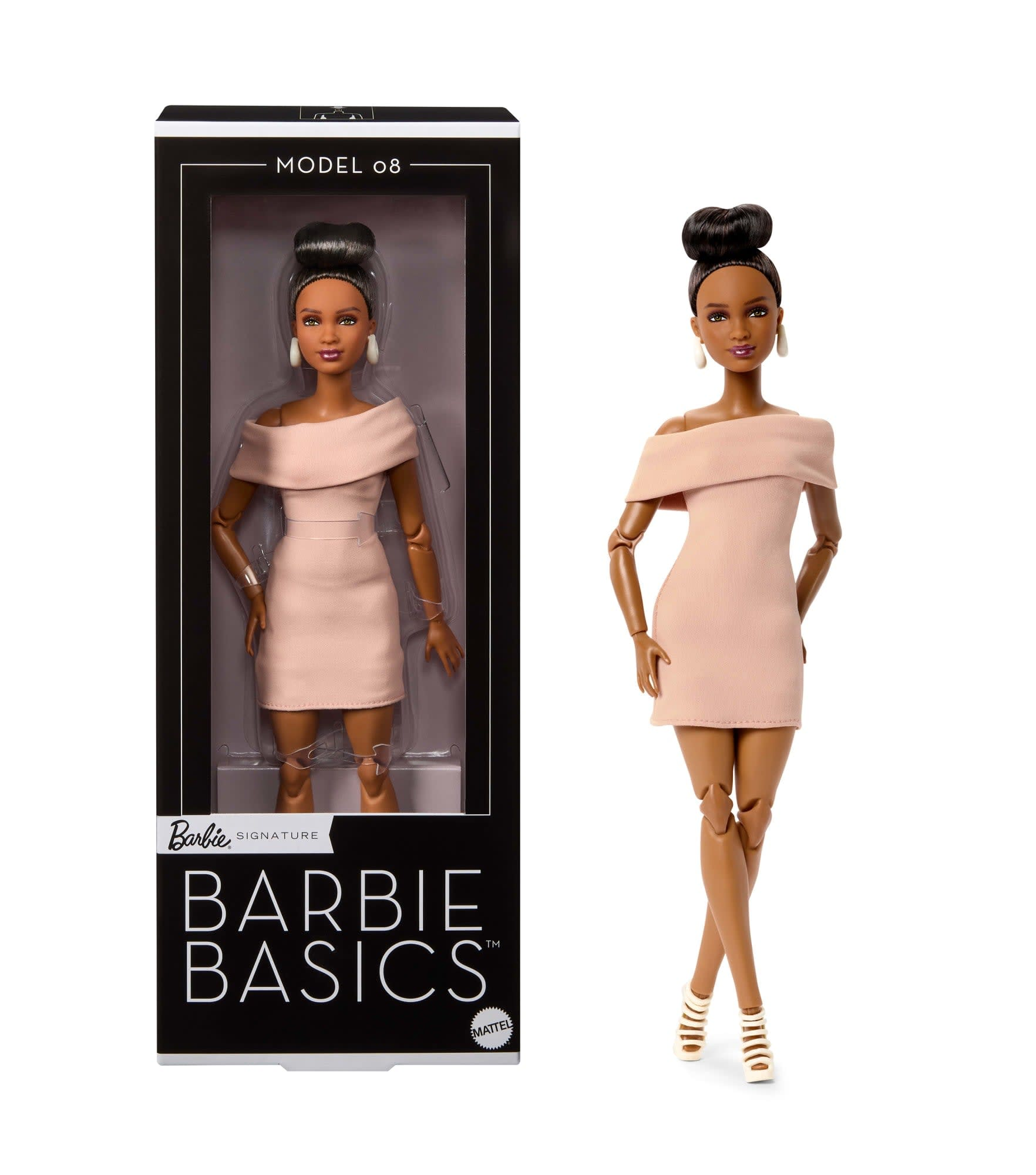 Элегантная брюнетка Barbie Basics от Mattel, 29 см, в бежевом наряде JJX27, премиумколлекция