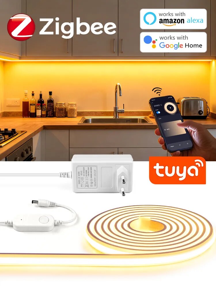 Tuya Smart Светодиодная лента, IP65, Теплый белый, 1 шт