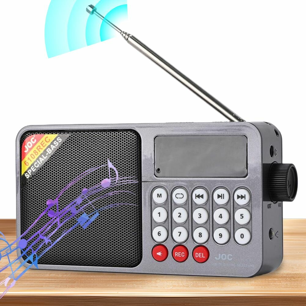 Радиоприемник H6108REC компактный, Bluetooth 5.4, MP3/WMA/WAV, поддержка TF-карт