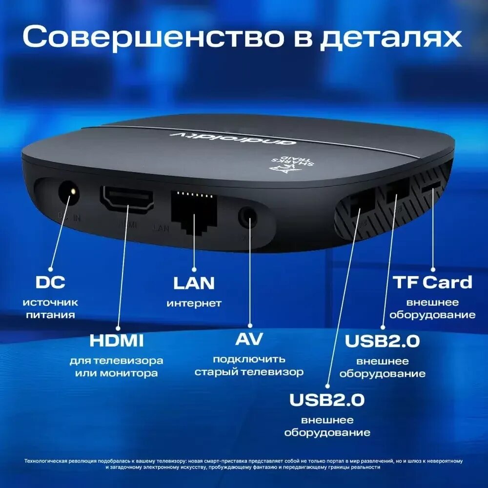 Смарт ТВ приставка для телевизора SharksTraid Mediaroom, Андроид 13, 2 Гб +16 Гб