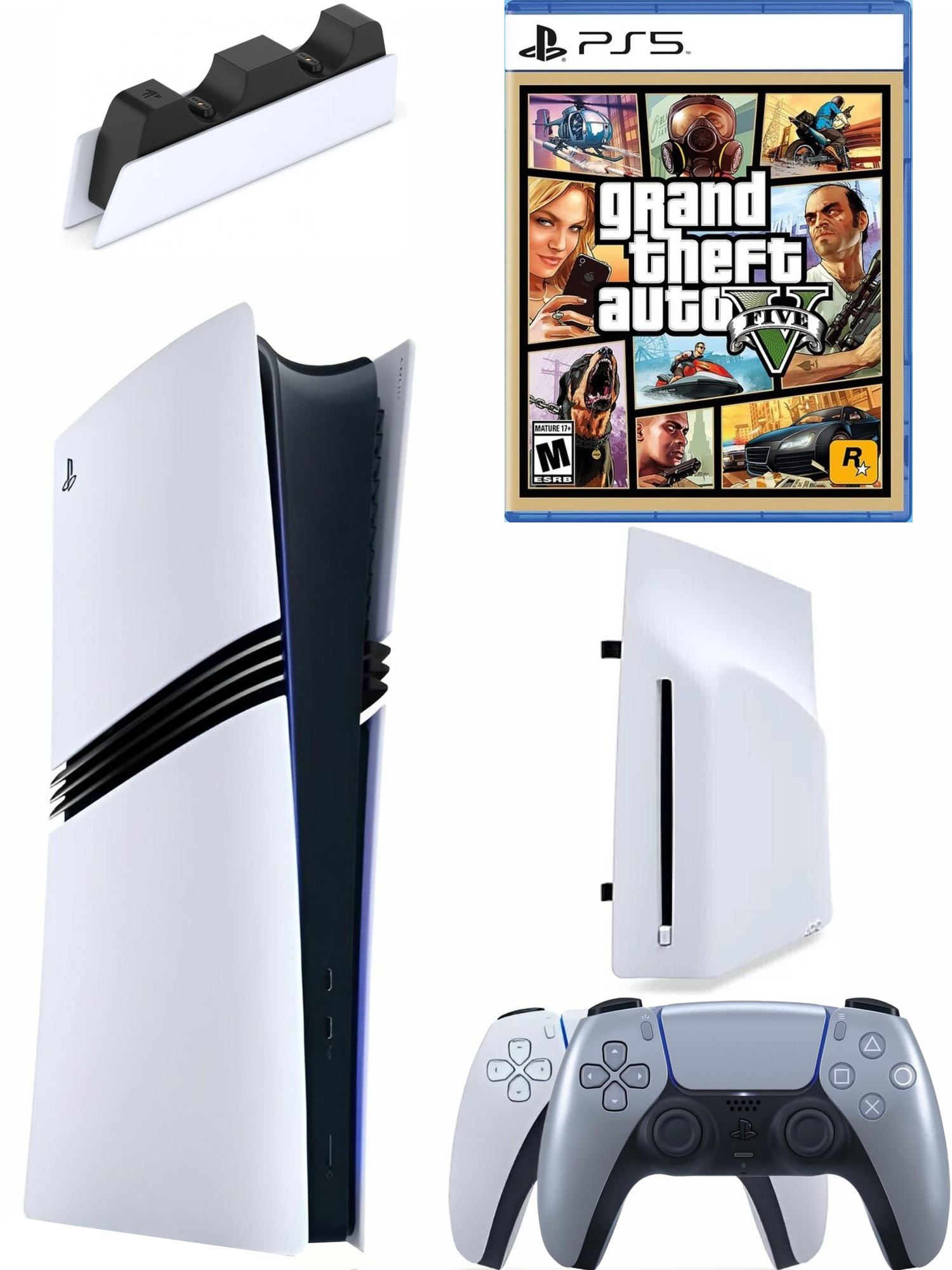 Игровая приставка Sony PS 5 Pro Digital Edition+Зарядная станция+ Дисковод +2-ой геймпад+GTA 5 ,2Tb SSD