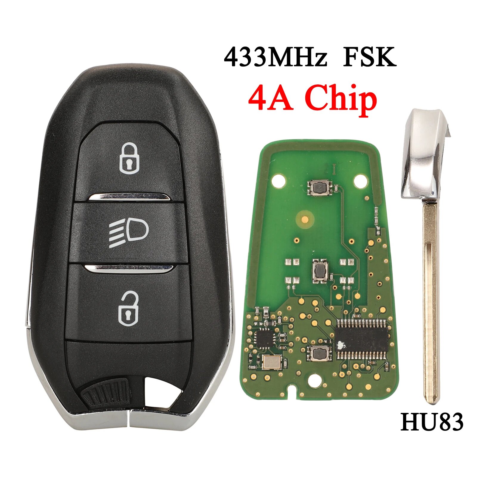 Автомобильный Ключ Jingyuqin FSK 434 МГц Для Peugeot 3008 (P84) 5008 (P87) HU83 4A Chip, For Citroen