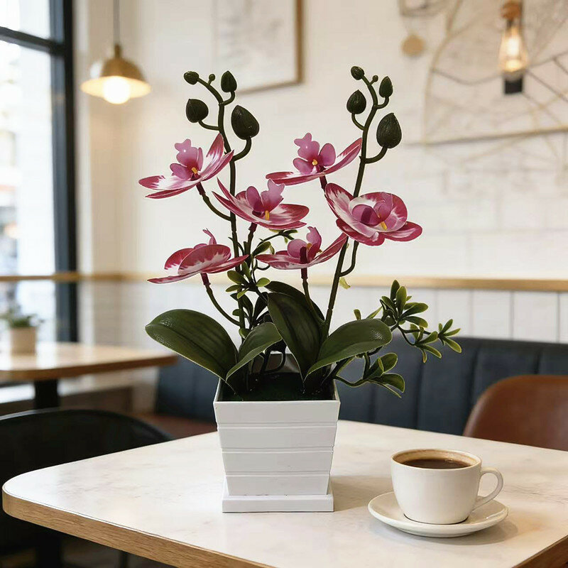 Silk butterfly orchid plant with durable pot for photo shoots and home styling style h