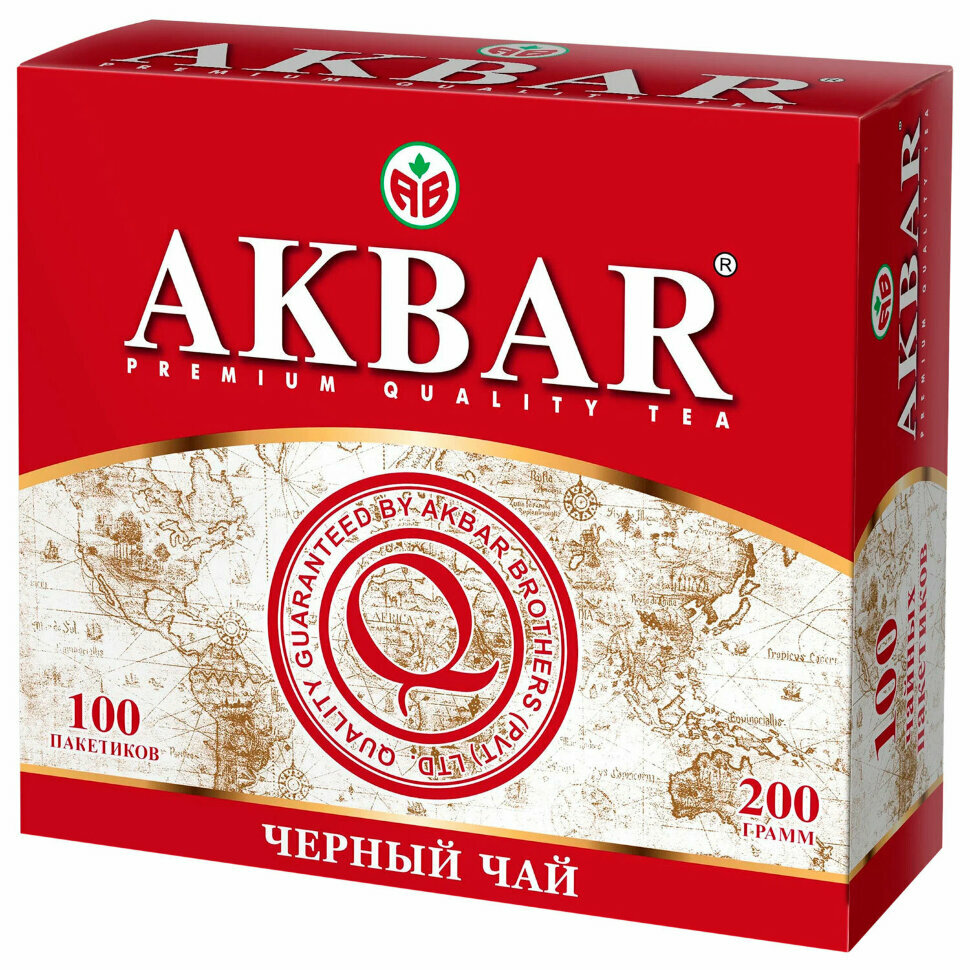 Чай акбар "Classic Series" черный байховый, 100 пакетиков по 2 г, 1050051, 624250