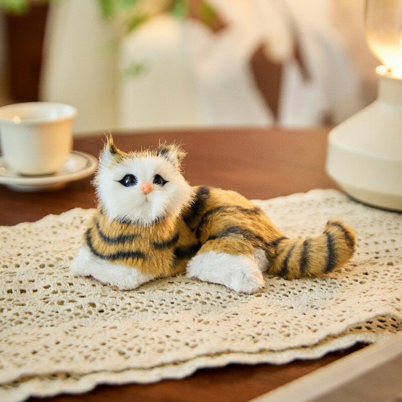 Figurina кота fur коллекционная модель украшение подарок игрушка для любителей кошек тигровый узор