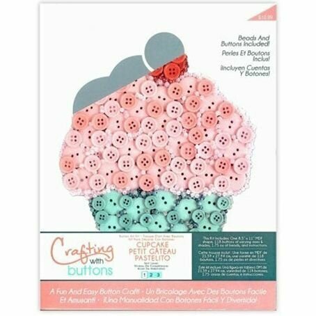 Набор для создания украшения BLUMENTHAL LANSING "Flat", Cupcake, розовый, зеленый, 118 пуговиц, МДФ