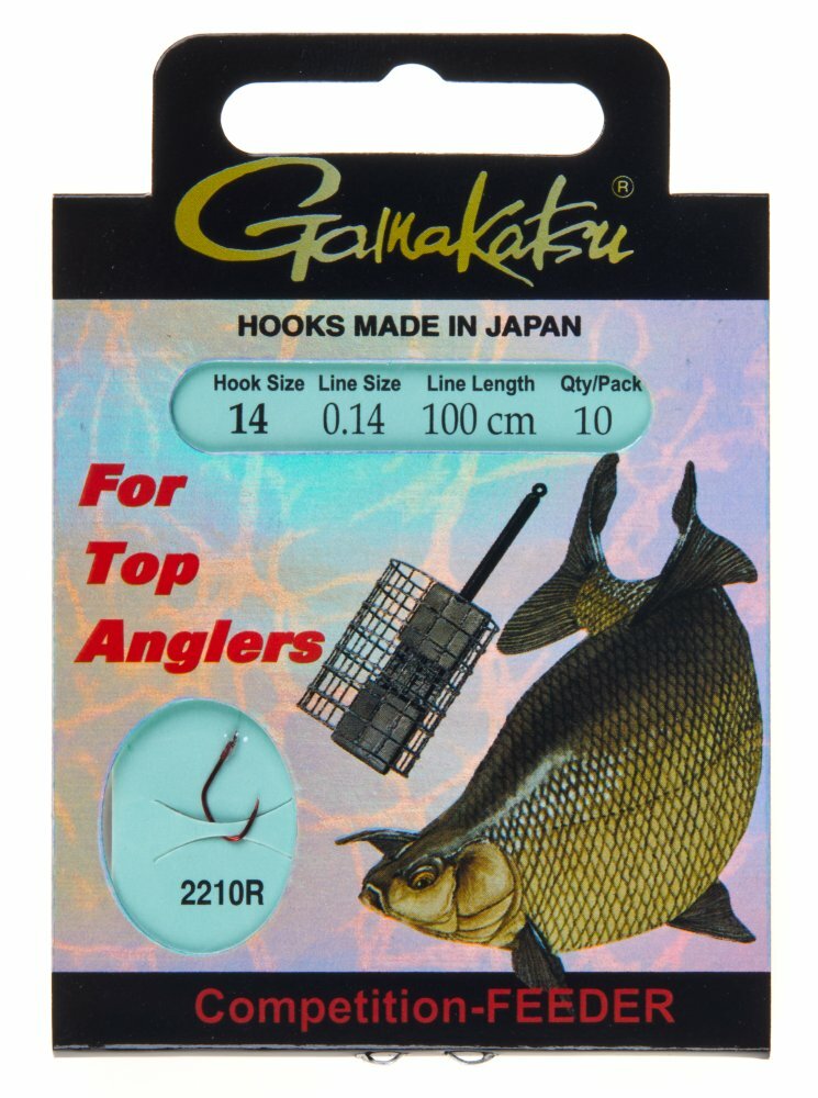 Крючки с поводком Gamakatsu Booklet BR. FEEDER 2210R разм. 14-0.14мм 100см 10шт.