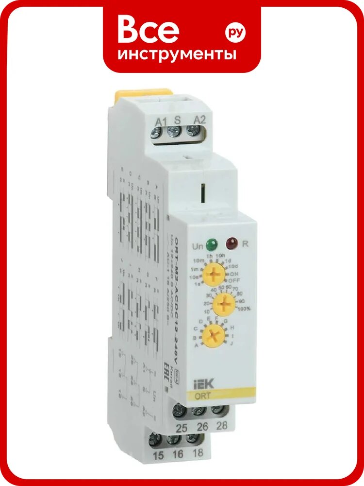 Реле времени IEK ORT многофункциональное 2 конт. 12-240 В AC/DC ORT-M2-ACDC12-240V