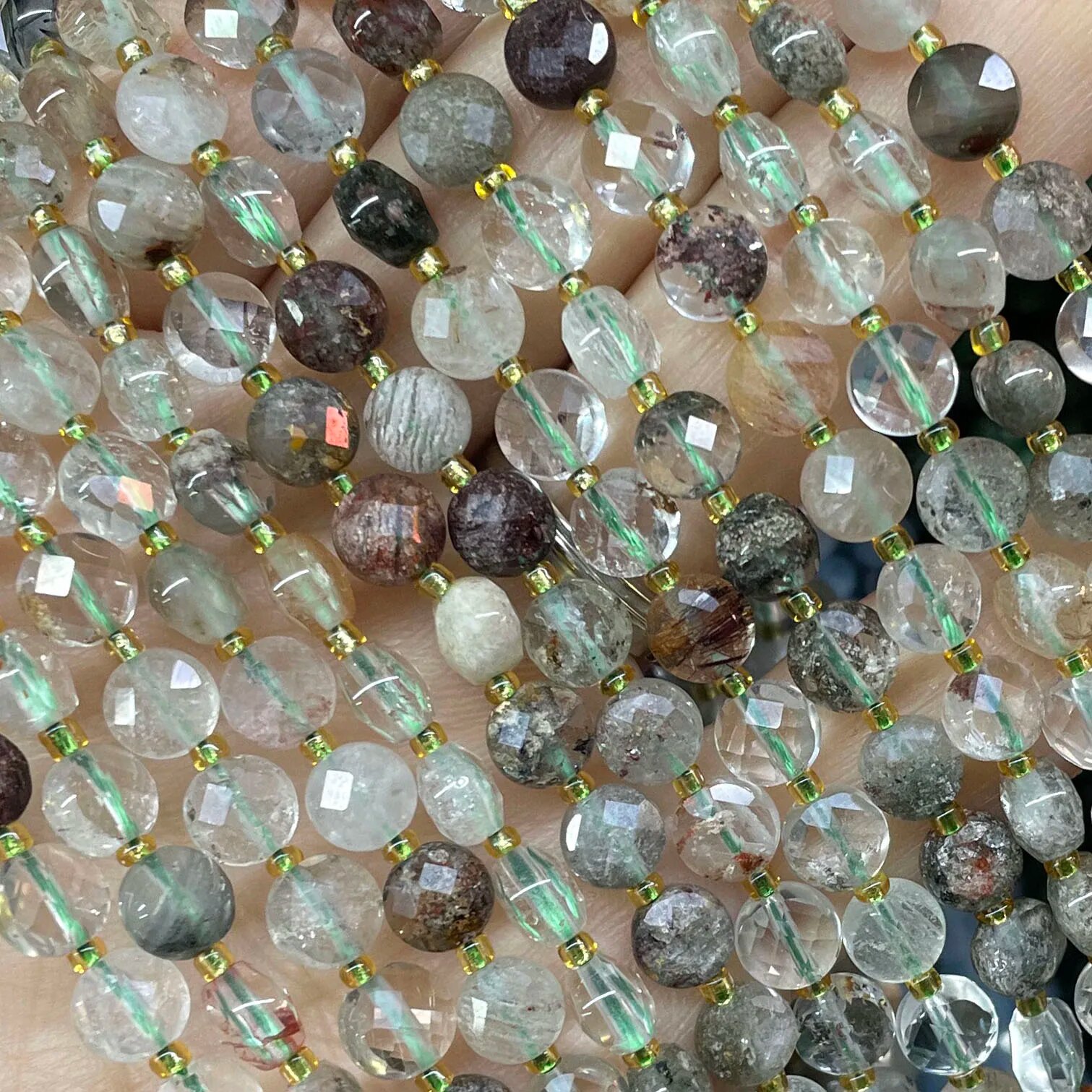 Бусины разделители из натурального камня 6 мм JCXAZSJ Green Quartz