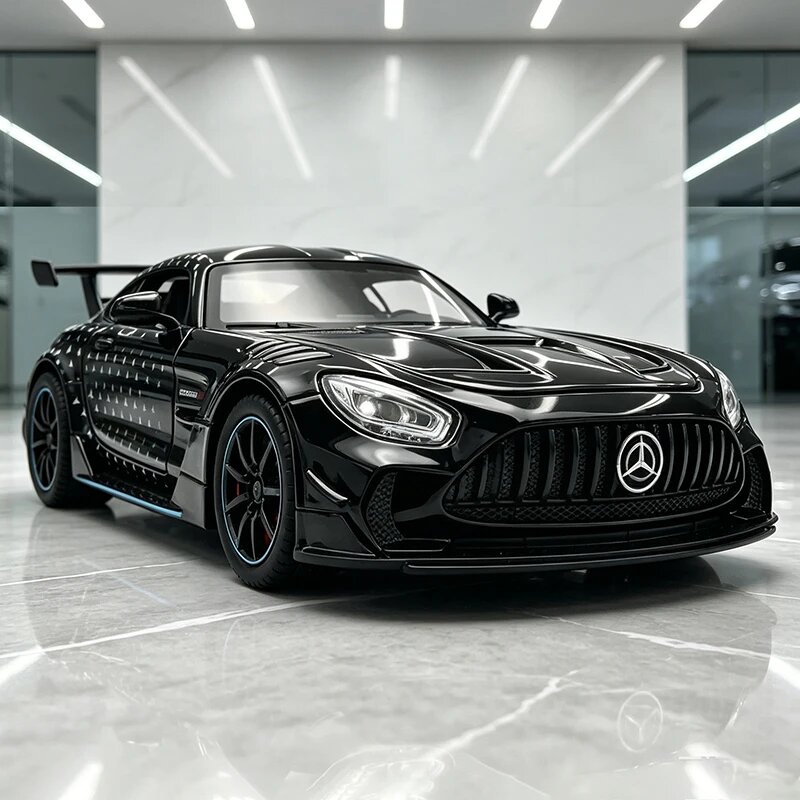 Новинка: Коллекционная модель суперкара Mercedes-Benz GT3 из сплава, масштаб 1:24, со звуком и светом, инерционная, подарок на день рождения