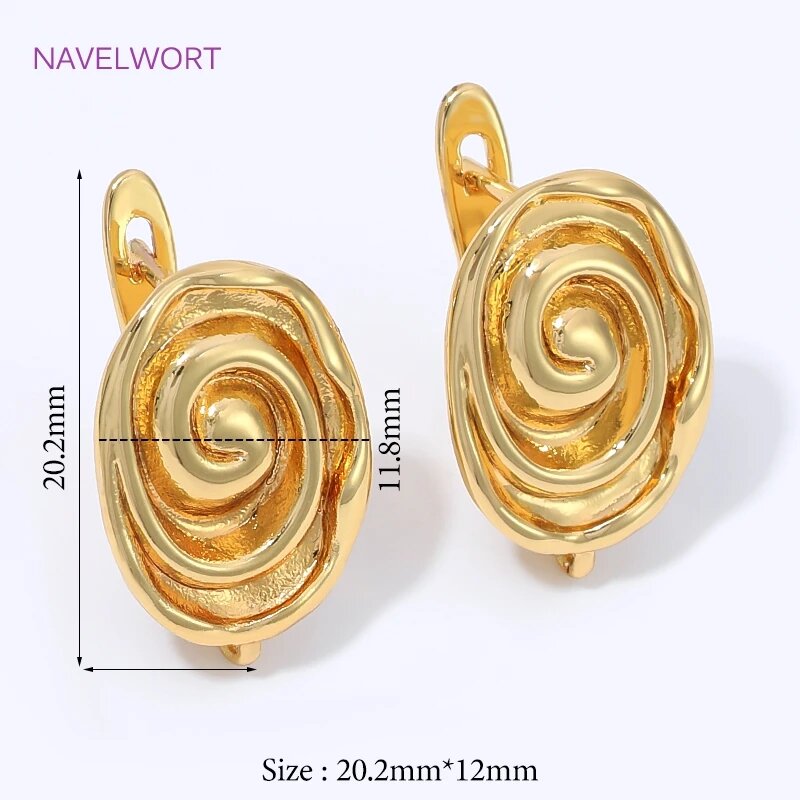 NAVELWORT Позолоченные латунные швензы с цирконами Желтый, 2 pieces, 18K Gold Plated